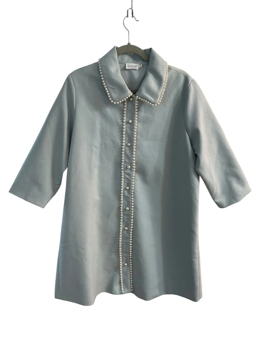 Shop The Mint | Dresses | Shop The Mint Pearl Trim Mod Dress Light Blue ...